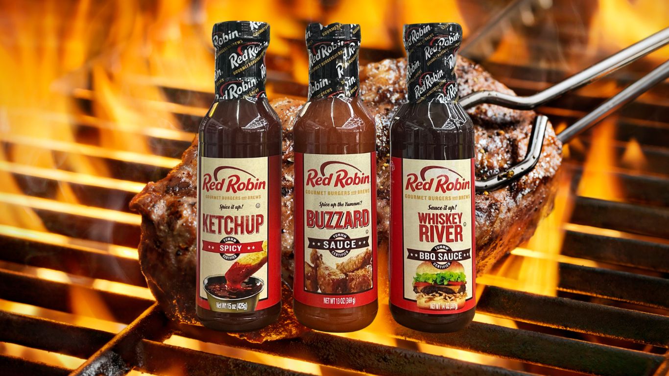 Red Robin Sauce Bottles: Whiskey River BBQ, Buzzard, Spicy Ketchup ...